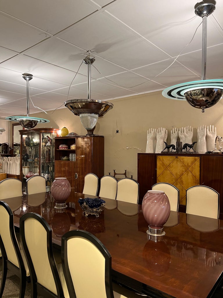 2 Art Deco Plates, 1930, German, Materials, Chrome, Glass and Mirror ...