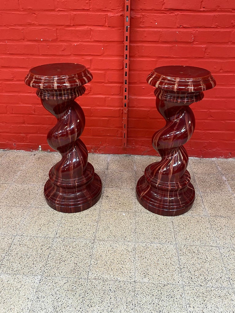 2 Art Nouveau Pedestal in Ceramic, in the Massier Style, circa 1900 For ...