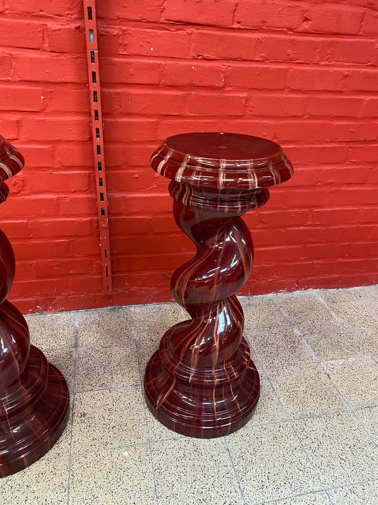 2 Art Nouveau Pedestal in Ceramic, in the Massier Style, circa 1900 For ...