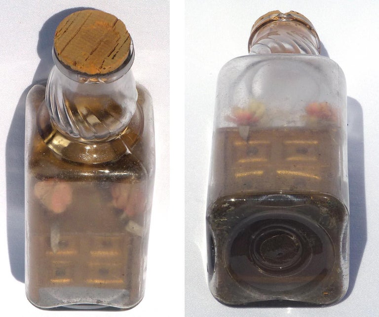 2 Bottle Whimsies of Dressers by the Same Maker, Painted, Great Details ...