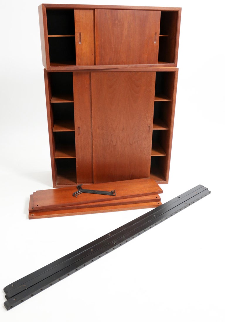 2 Cabinet Poul Cadovius Modular Floating Wall System in Teak, Denmark ...