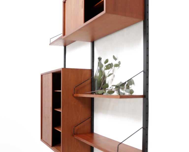2 Cabinet Poul Cadovius Modular Floating Wall System in Teak, Denmark ...