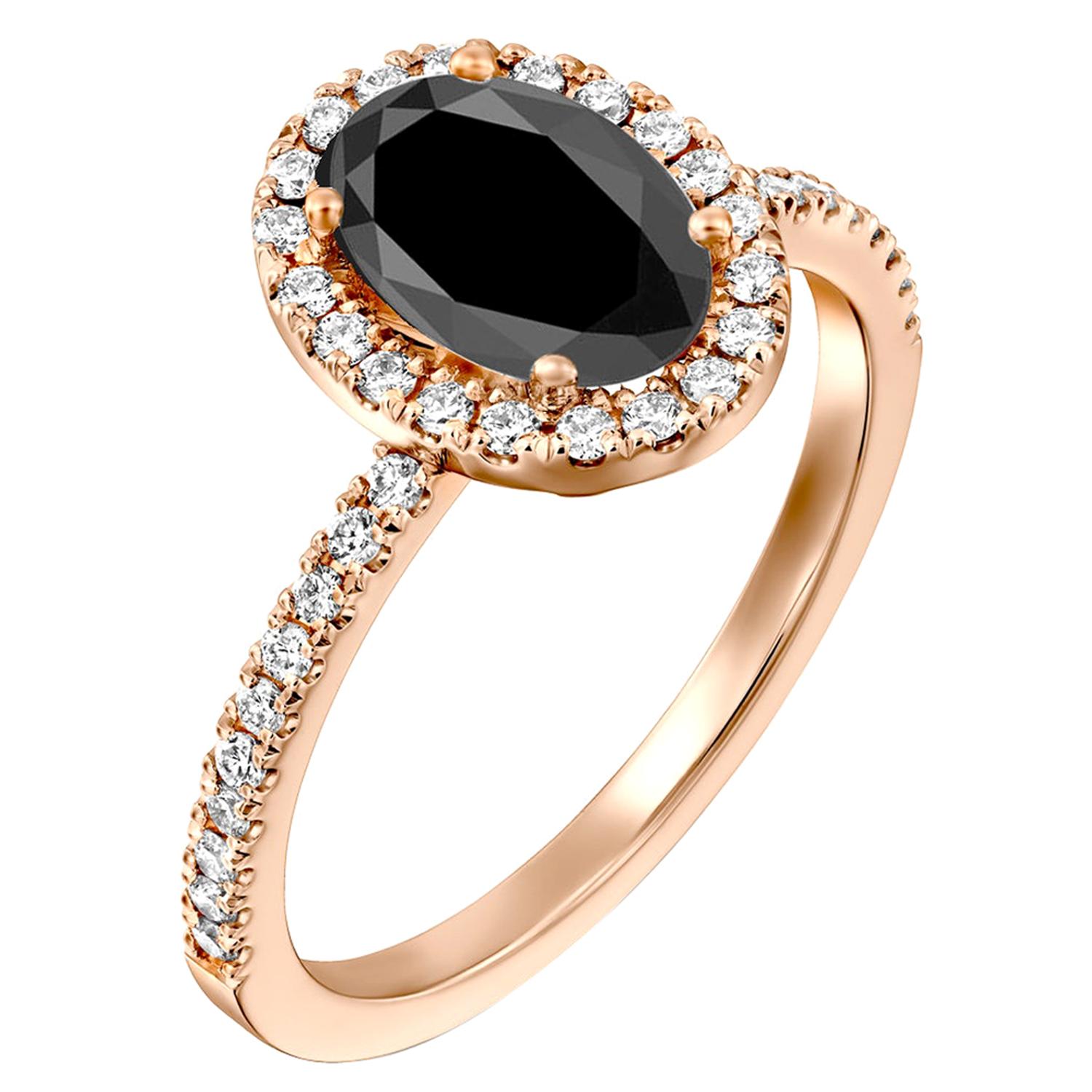1 3/4 Carat 14 Karat Rose Gold Certified Radiant Black Diamond ...