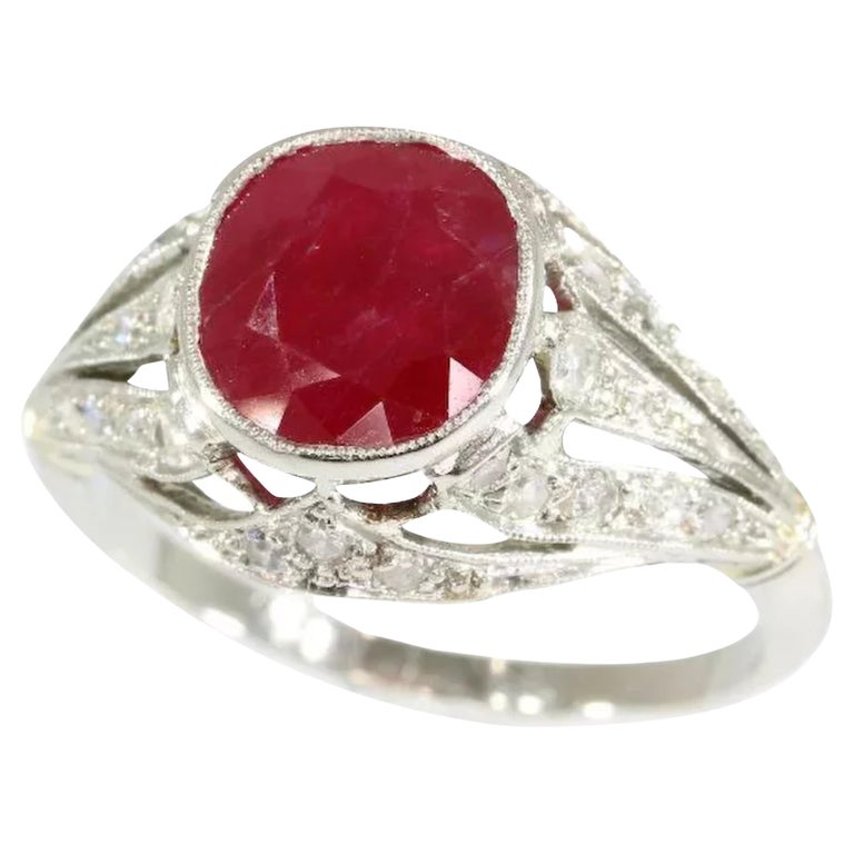 Customizable 2 Carat Cushoin Cut Ruby Diamond Wedding Ring Natural Ruby ...