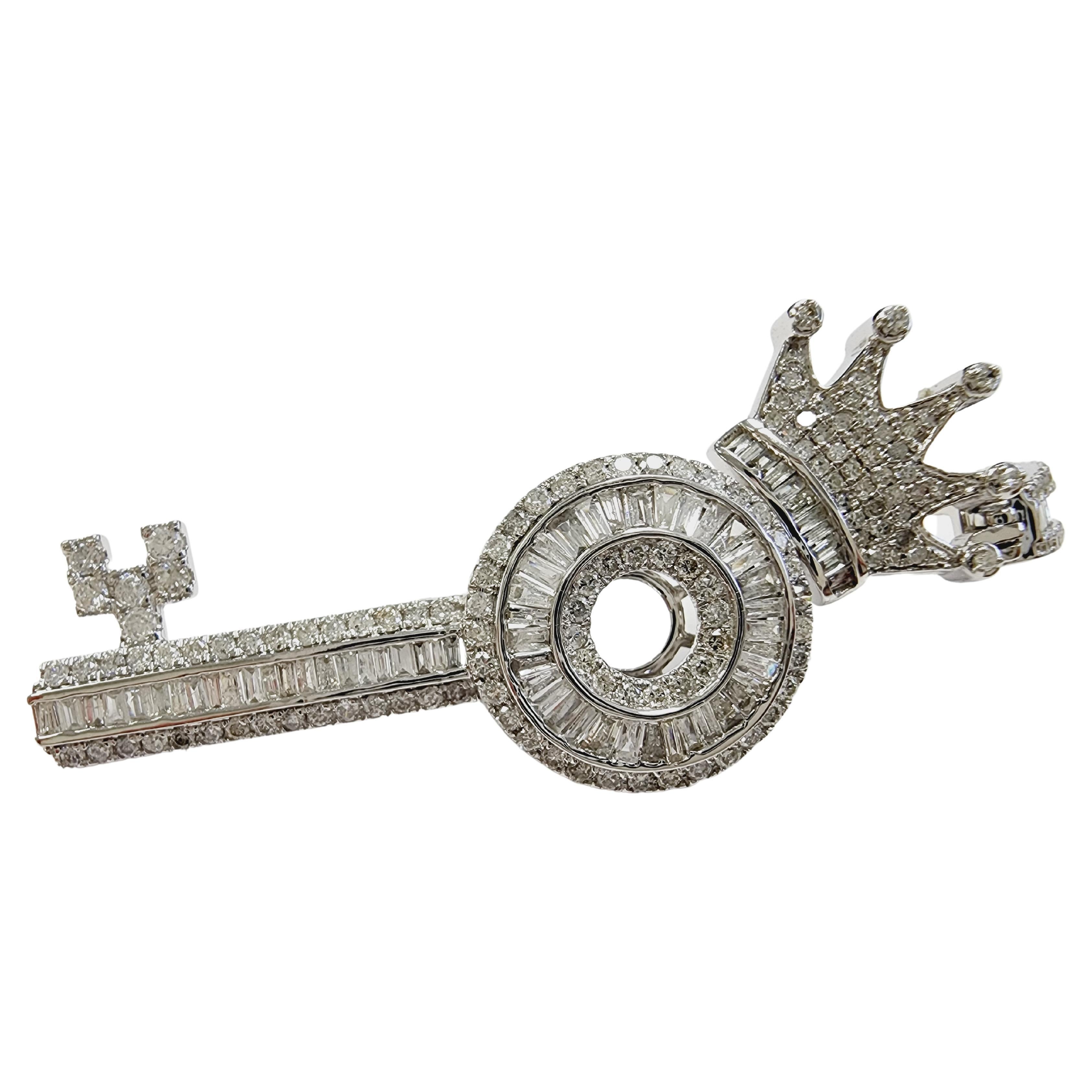 White Gold Crown Diamond Pendant For Sale at 1stDibs