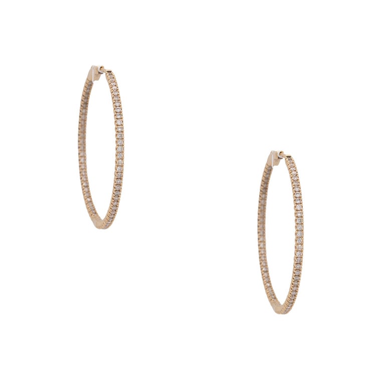 2 Carat Diamond Pave Inside Out Hoop Earrings 14 Karat in Stock For ...