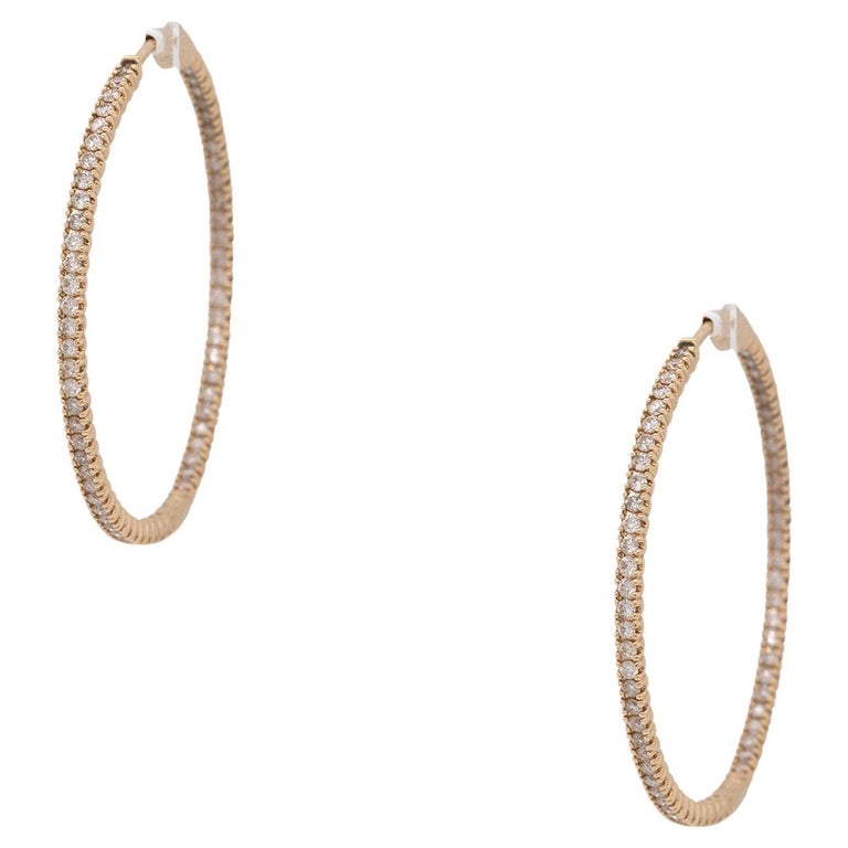 2 Carat Diamond Pave Inside Out Hoop Earrings 14 Karat in Stock For ...