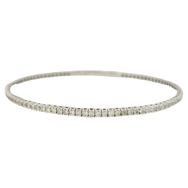 2 Carat Flexible Bangle White Gold 14 Karat Bracelet For Sale at 1stDibs