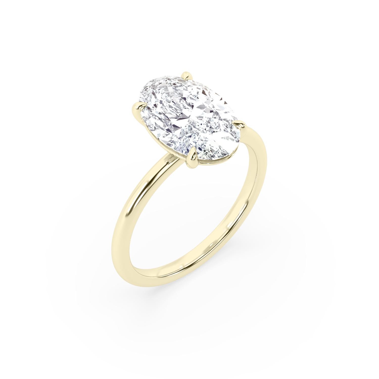 2 Carat Oval Solitaire Diamond 14k Yellow Gold Engagement Ring For Sale ...