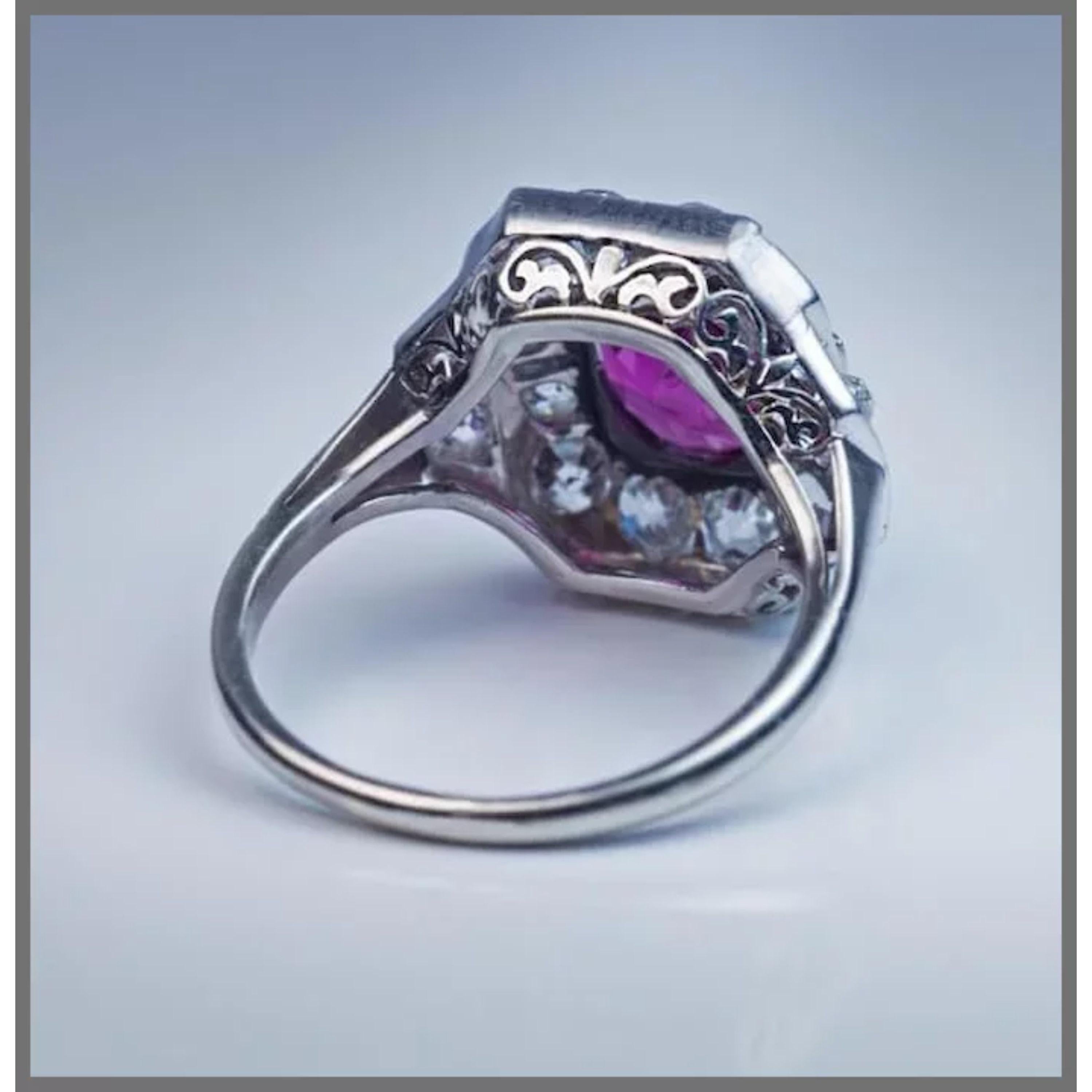 Customizable 2 Carat Halo Ruby Diamond Engagement Ring, Art Deco Ruby ...