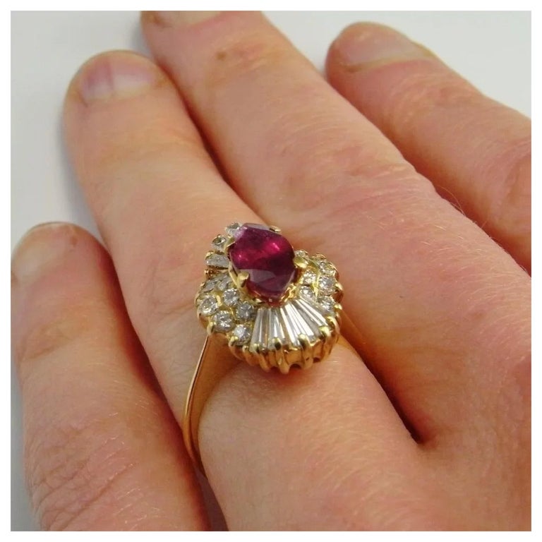 Customizable 2 Carat Marquise Cut Ruby Diamond Engagement Ring, Ruby ...