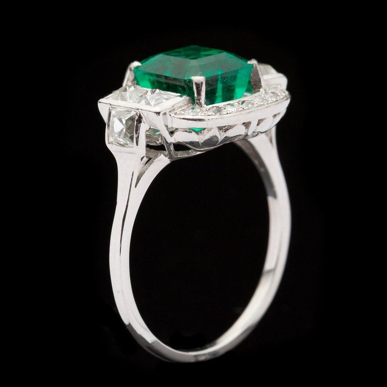 Customizable 2 Carat Natural Colombian Emerald Engagement Ring White Gold Diamond Bridal Ring ...