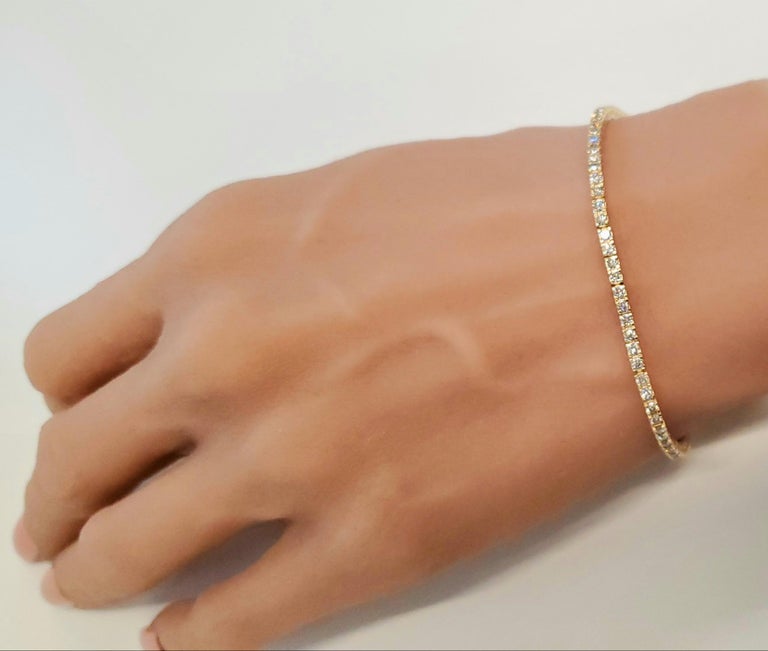 2 Carat Natural Round Diamond 4 Prong Tennis Bracelet In 14 Karat