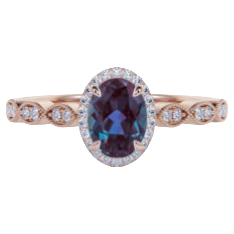 Customizable 2 Carat Oval Cut Alexandrite Diamond Engagement Ring for ...