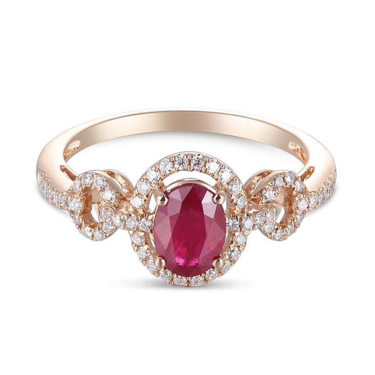 Customizable 2 Carat Oval Cut Ruby Bridal Engagement Ring for Her ...