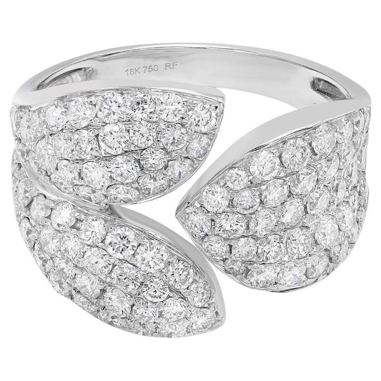 2 Carat Pave Set Round Cut Diamond Ring 18K White Gold For Sale at 1stDibs