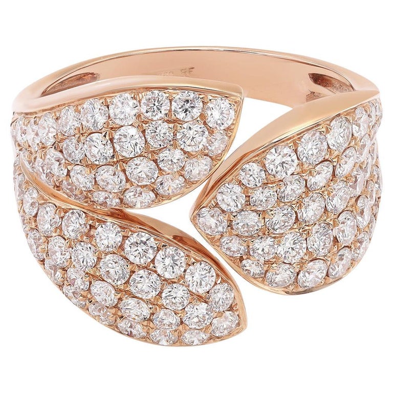 2.00 Carat Pave Set Round Cut Diamond Ring 18K Rose Gold For Sale at ...