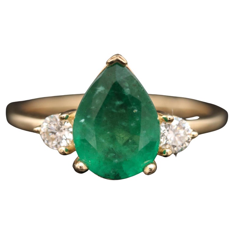 Customizable 2 Carat Pear Cut Emerald Diamond Engagement Ring ...