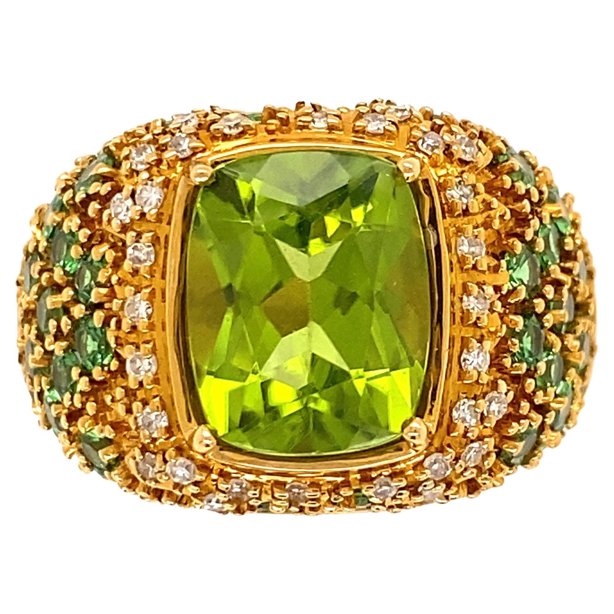 Vintage 3 Carat Peridot and Diamond Cocktail Ring For Sale at 1stDibs ...