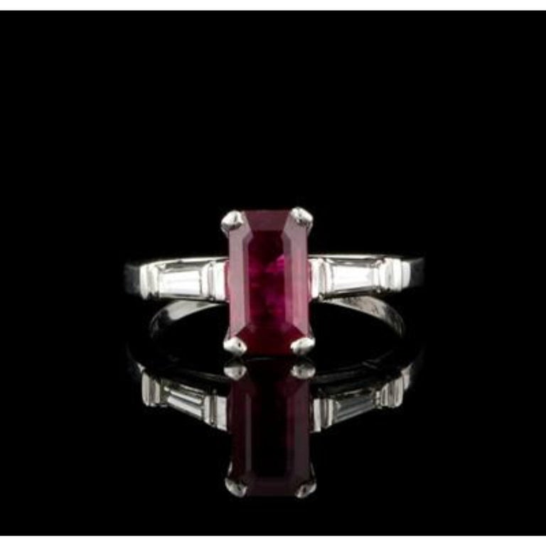 Customizable 2 Carat Radiant Cut Ruby Diamond Engagement Ring Art Deco ...