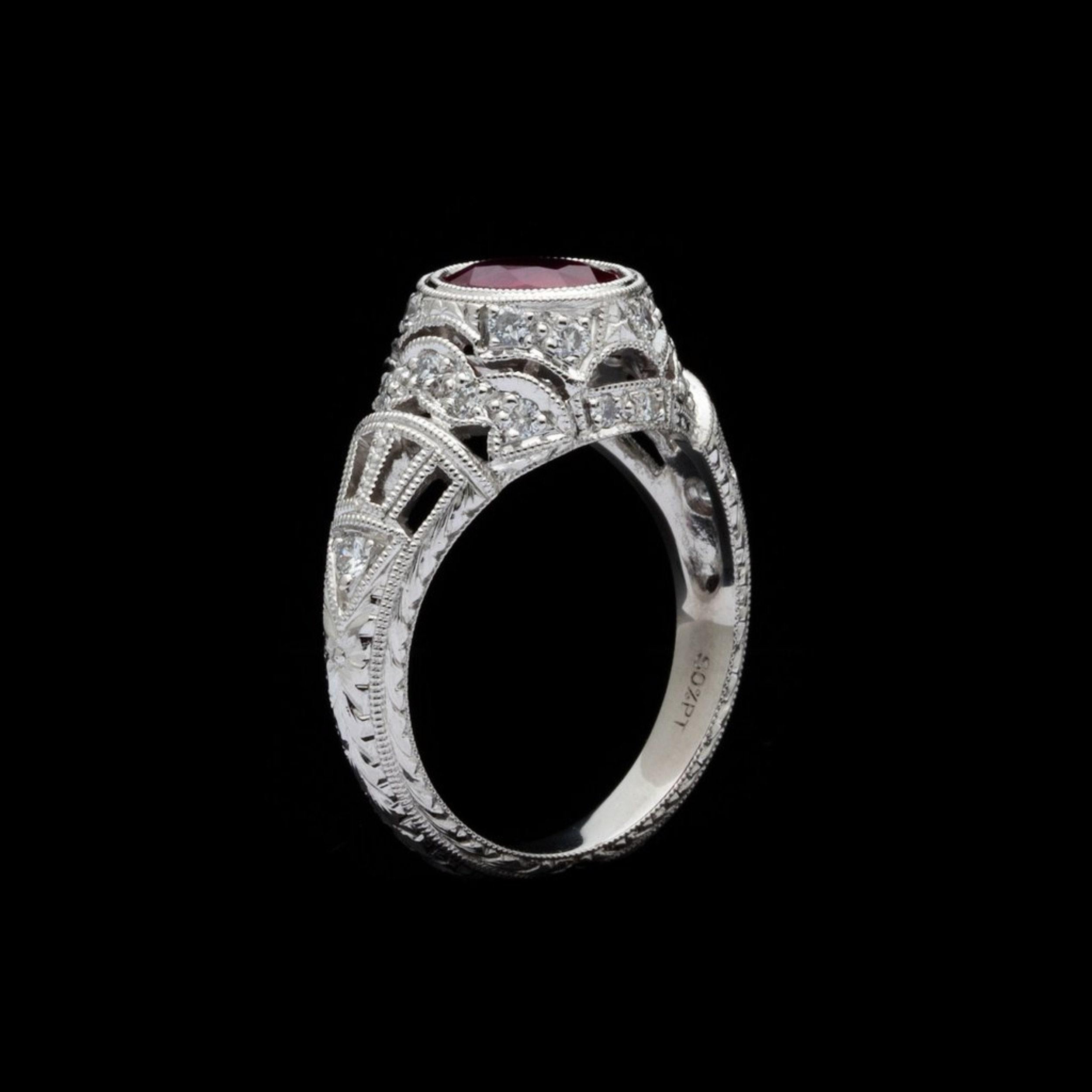 Customizable 2 Carat Natural Ruby Diamond Engagement Ring Set in 18K ...