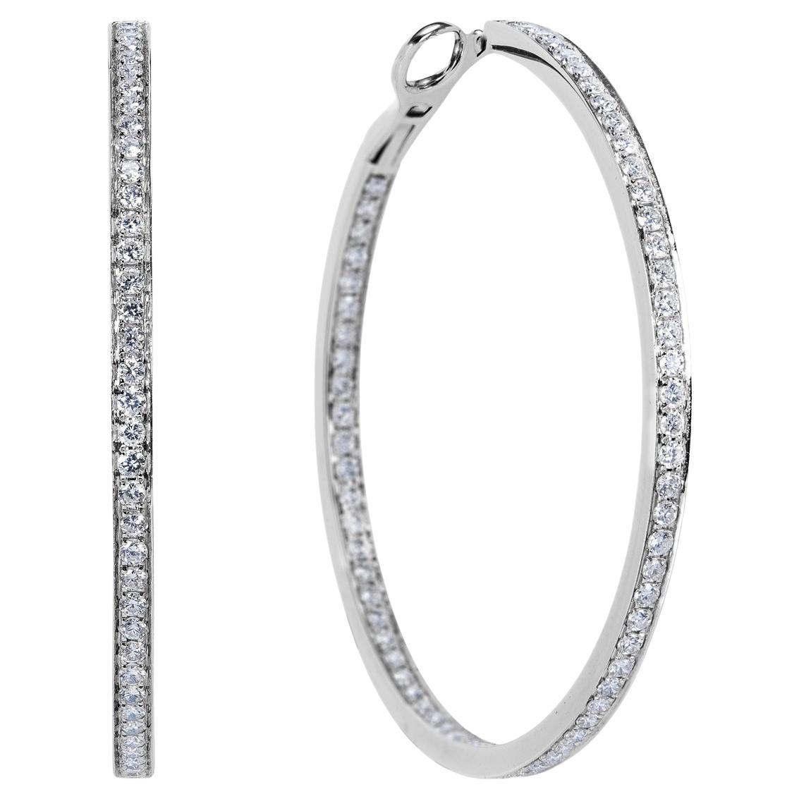 12 Carat Round Brilliant Diamond Hoop Earrings Certified For Sale at ...