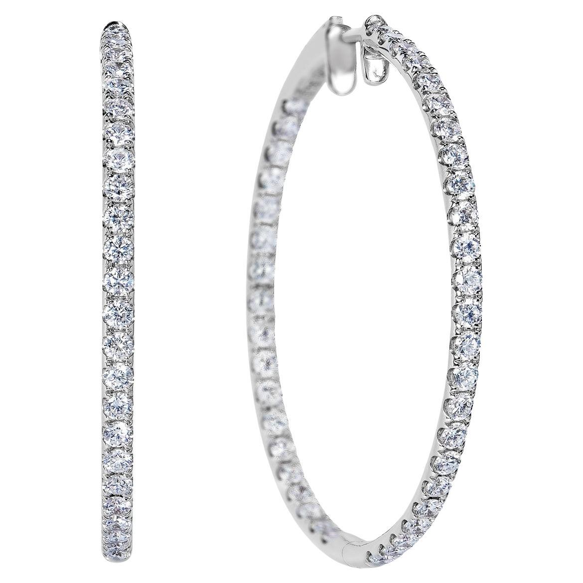 10 Carat Round Brilliant Diamond Hoop Earrings Certified For Sale at ...