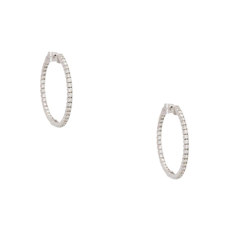 2 Carat Round Diamond Inside Out Earrings 14 Karat In Stock For Sale at ...