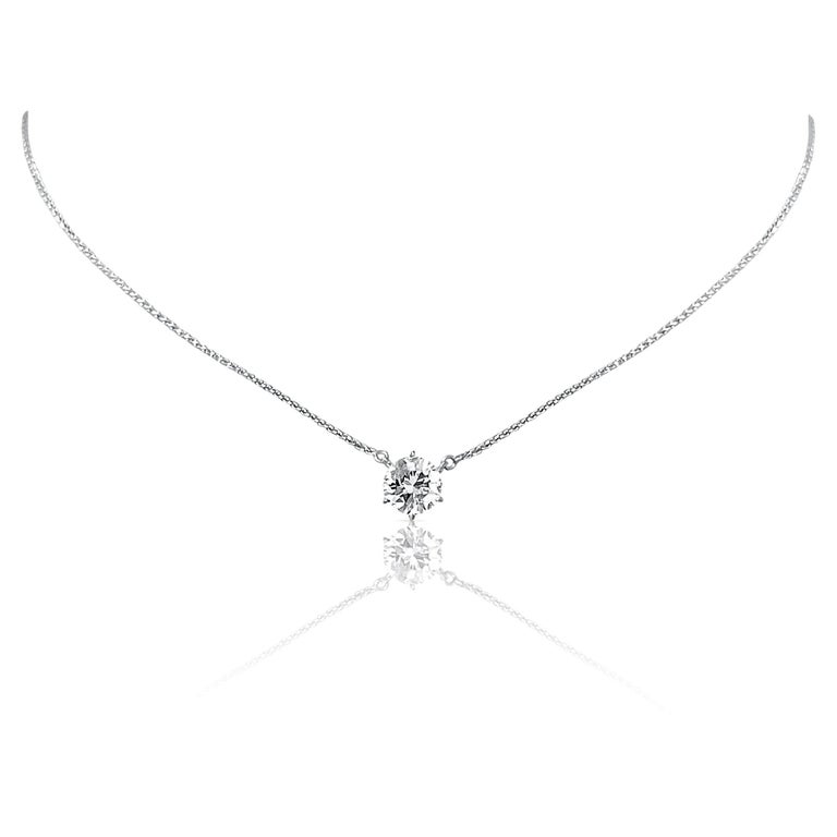 2 Carat Round Diamond Solitaire Pendant Necklace For Sale at 1stDibs