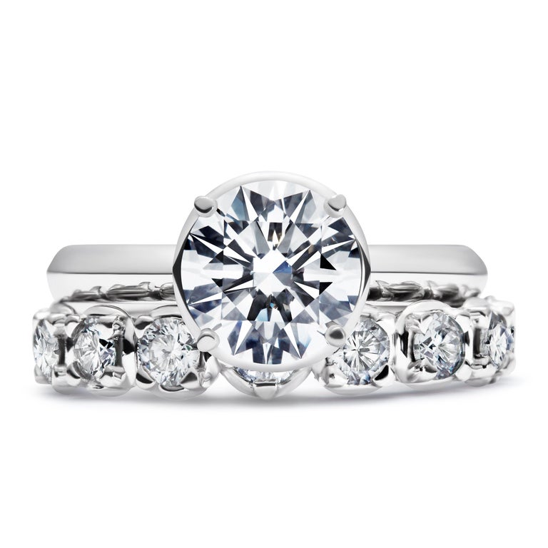Customizable 2 Carat Solitaire Traceable Diamond Ring in 18 Karat White ...