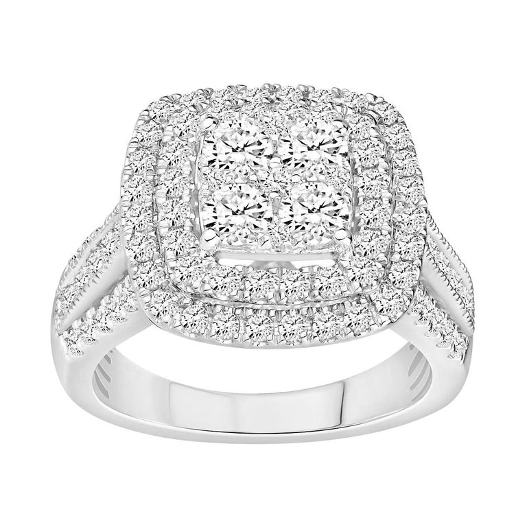 2 Carat Total Weight Cluster Top Diamond Engagement Ring For Sale at ...