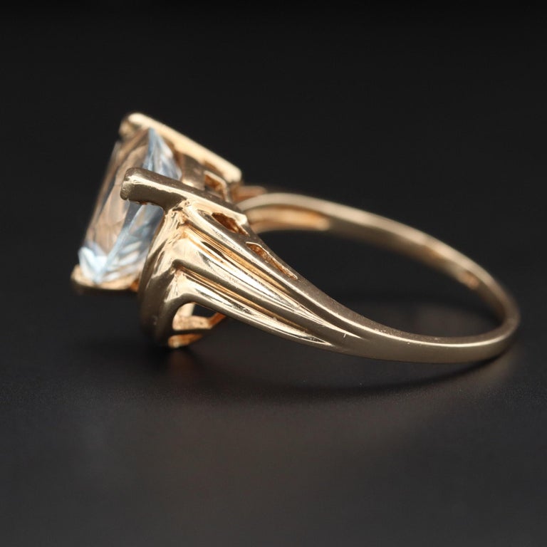 Customizable Antique 4 Carat Trillion Cut Natural Aquamarine Art Deco ...