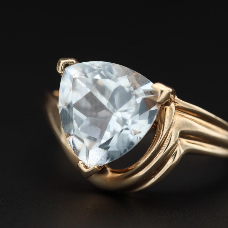 Customizable Antique 4 Carat Trillion Cut Natural Aquamarine Art Deco ...