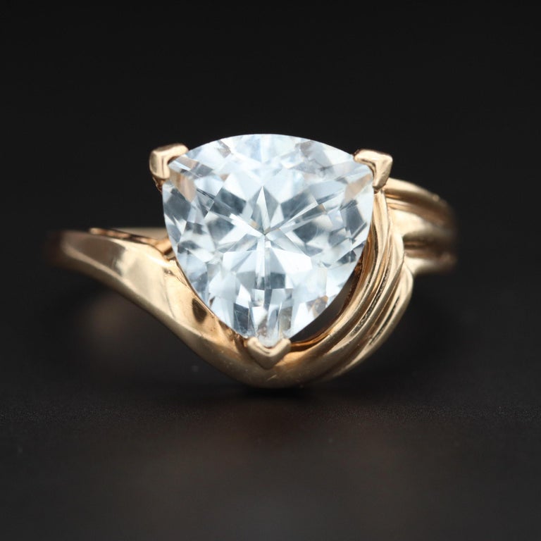 Customizable Antique 4 Carat Trillion Cut Natural Aquamarine Art Deco ...