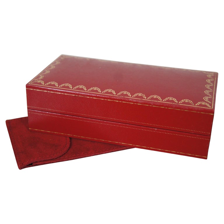2 Cartier Glasses Sunglasses Case Pair Red Leather Sleeve Embossed Box ...