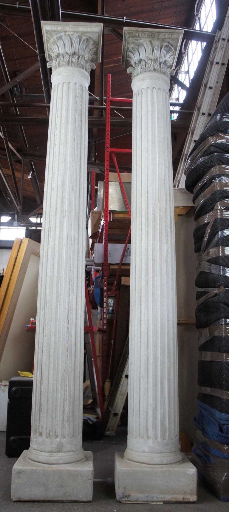 2 Corinthian Architectural Stone Columns Concrete Acanthus Roman Greek ...