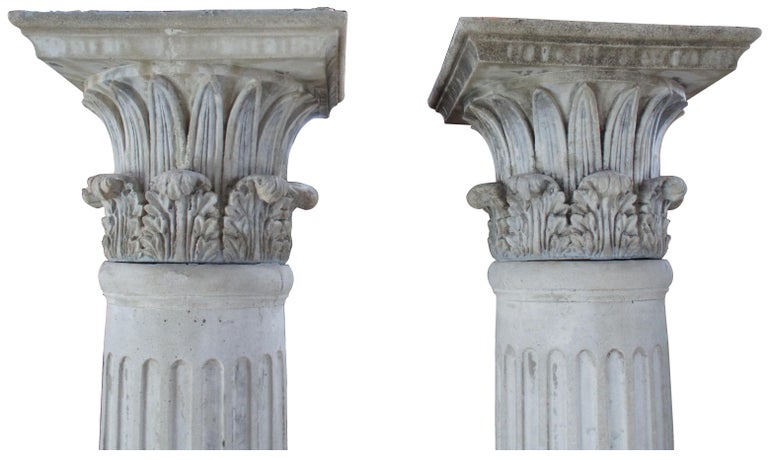 2 Corinthian Architectural Stone Columns Concrete Acanthus Roman Greek ...