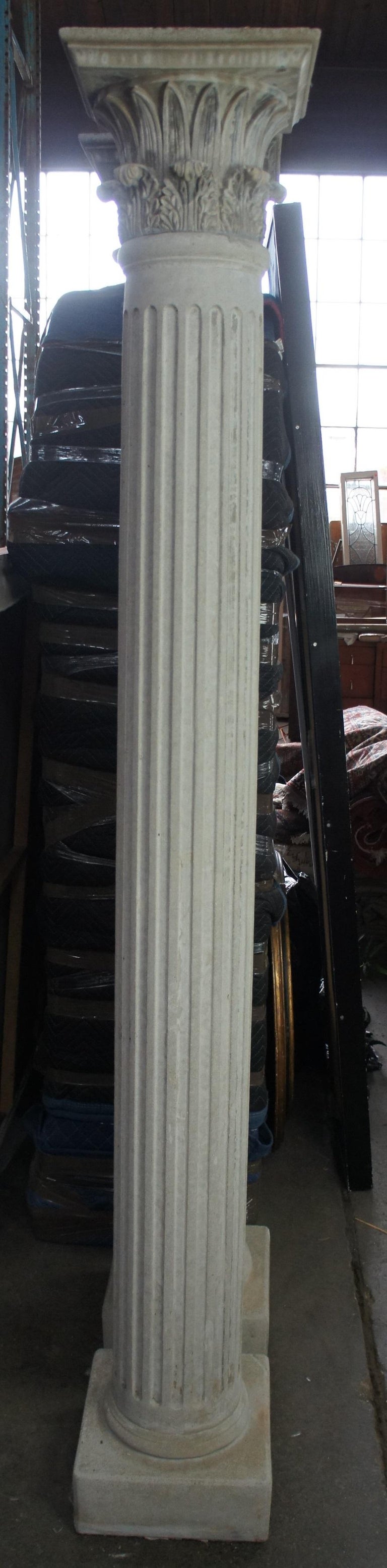 2 Corinthian Architectural Stone Columns Concrete Acanthus Roman Greek ...