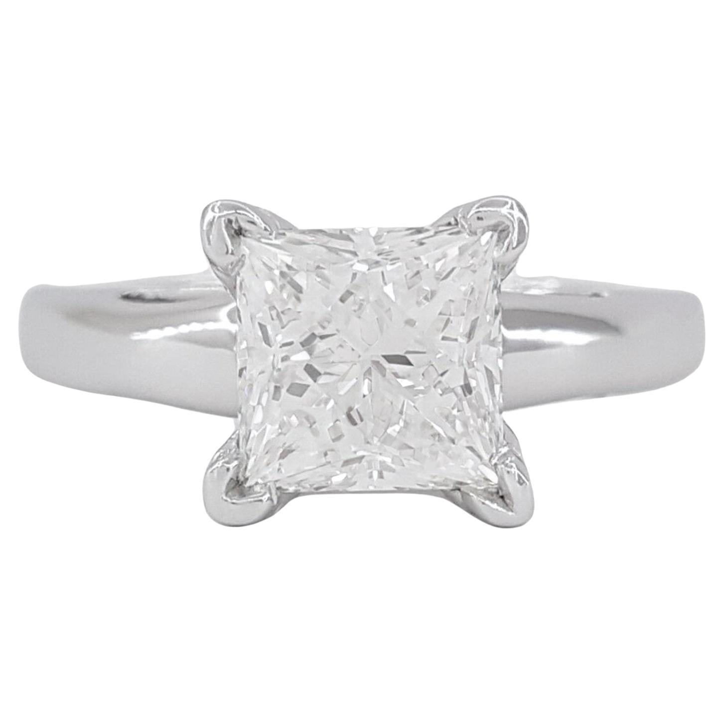 2 Ct F Color VS Clarity Princess Cut Diamond Solitaire Ring For Sale at ...