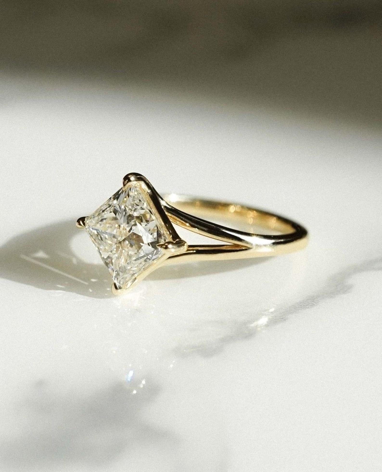 2 CT Princess Cut Moissanite Engagement Ring 925 Sterling Silver ...