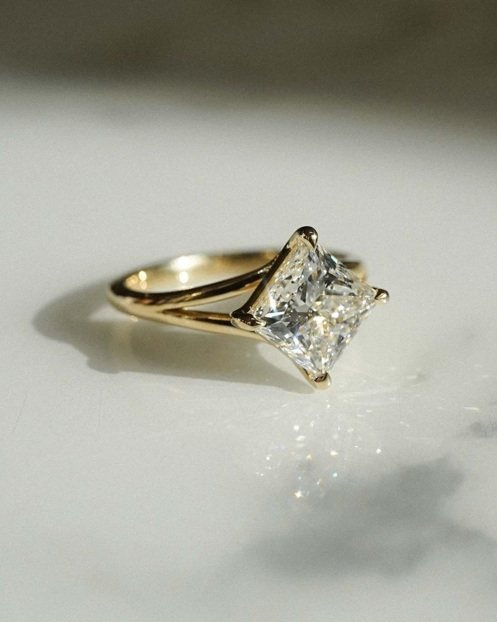 2 CT Princess Cut Moissanite Engagement Ring 925 Sterling Silver ...