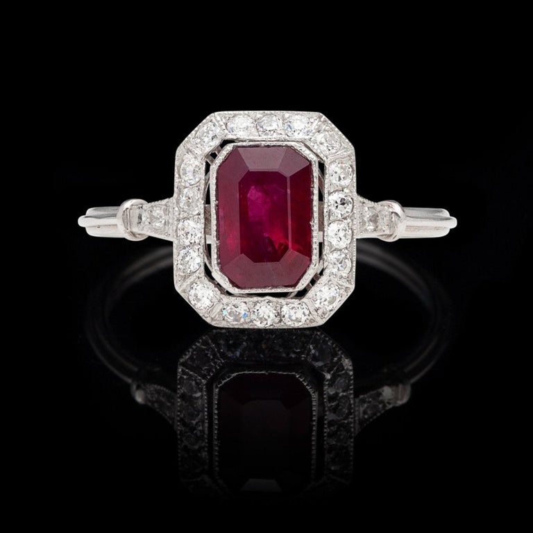 Customizable 2 Carat Radiant Cut Ruby Engagement Ring ArtDeco Diamond ...