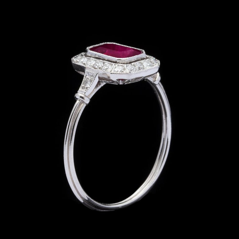 Customizable 2 Carat Radiant Cut Ruby Engagement Ring ArtDeco Diamond ...