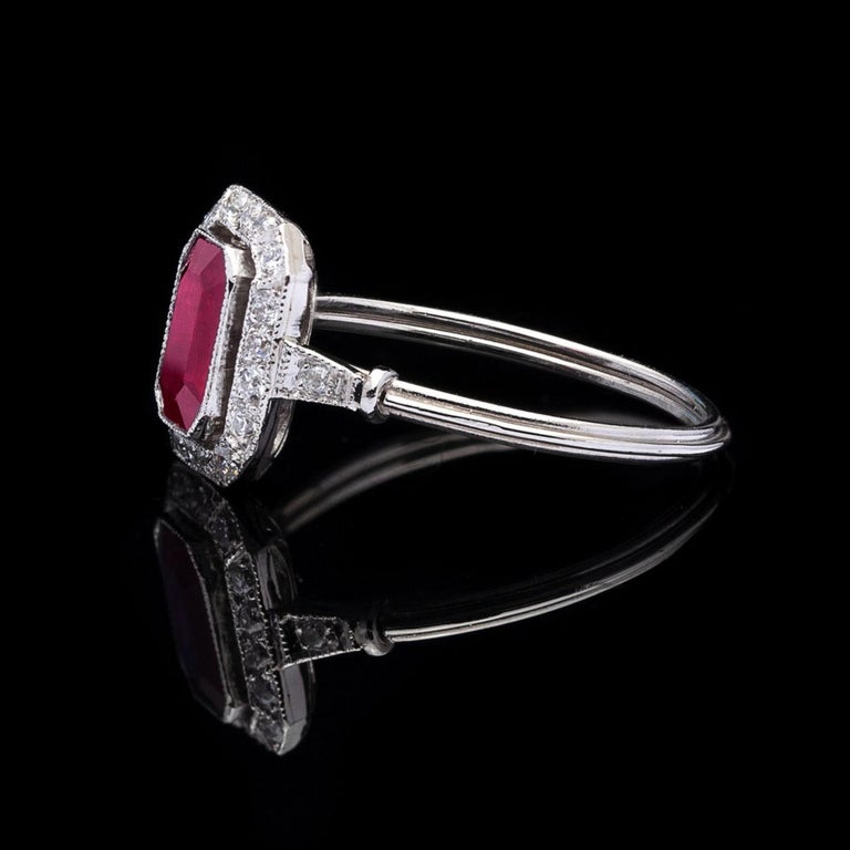 Customizable 2 Carat Radiant Cut Ruby Engagement Ring ArtDeco Diamond ...