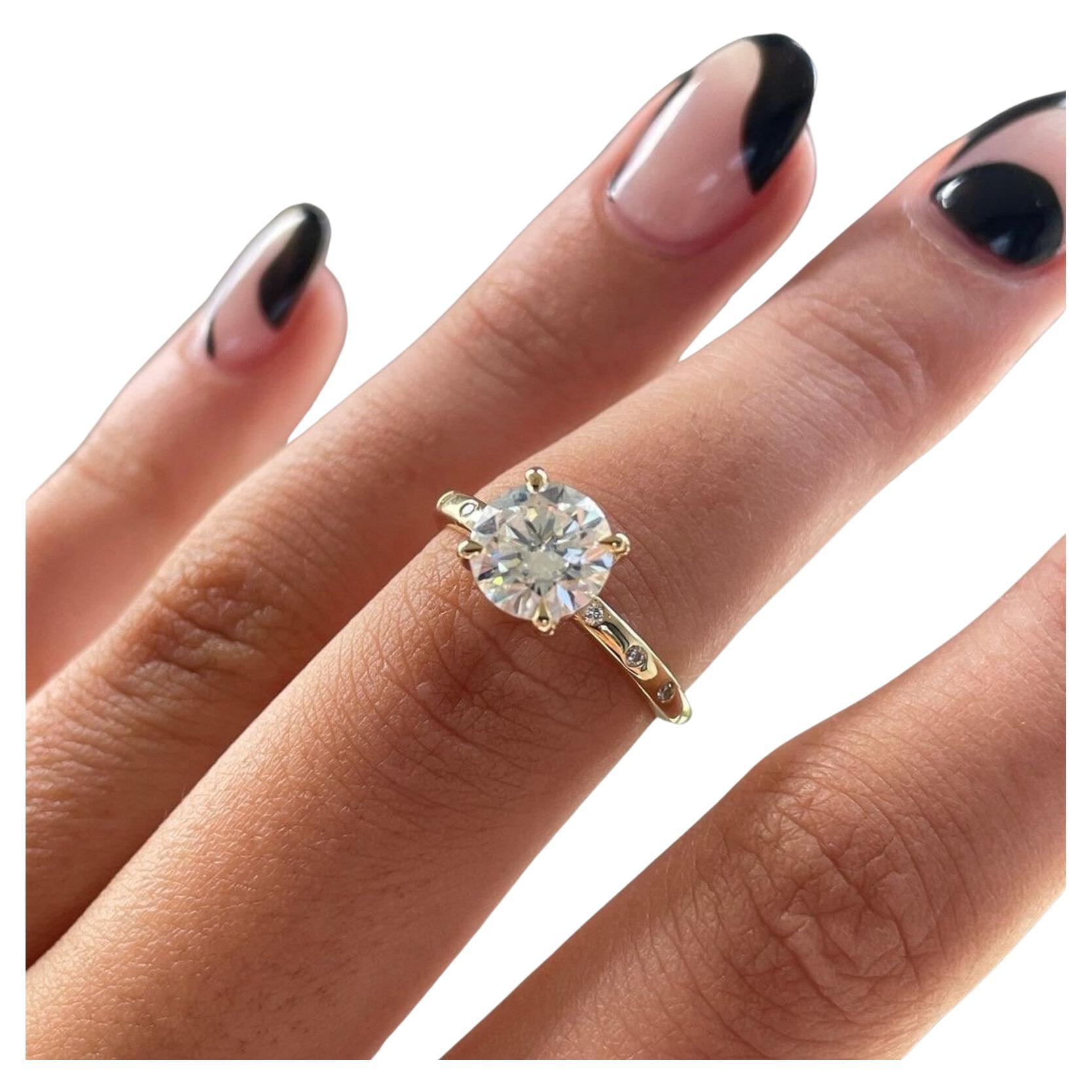 Solitaire Engagement Ring 2 CT Round Moissanite Wedding Ring ...