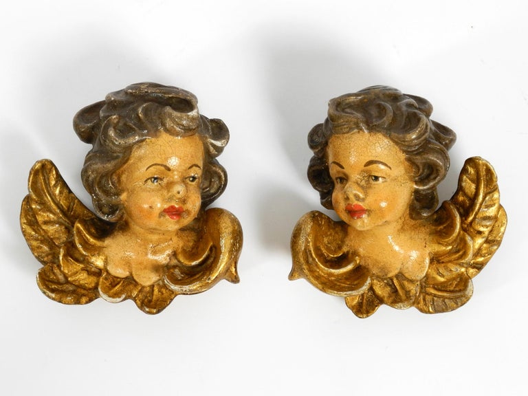 2 Enchanting Little Handmade Italian Wooden Angel Heads from the 1930s ...
