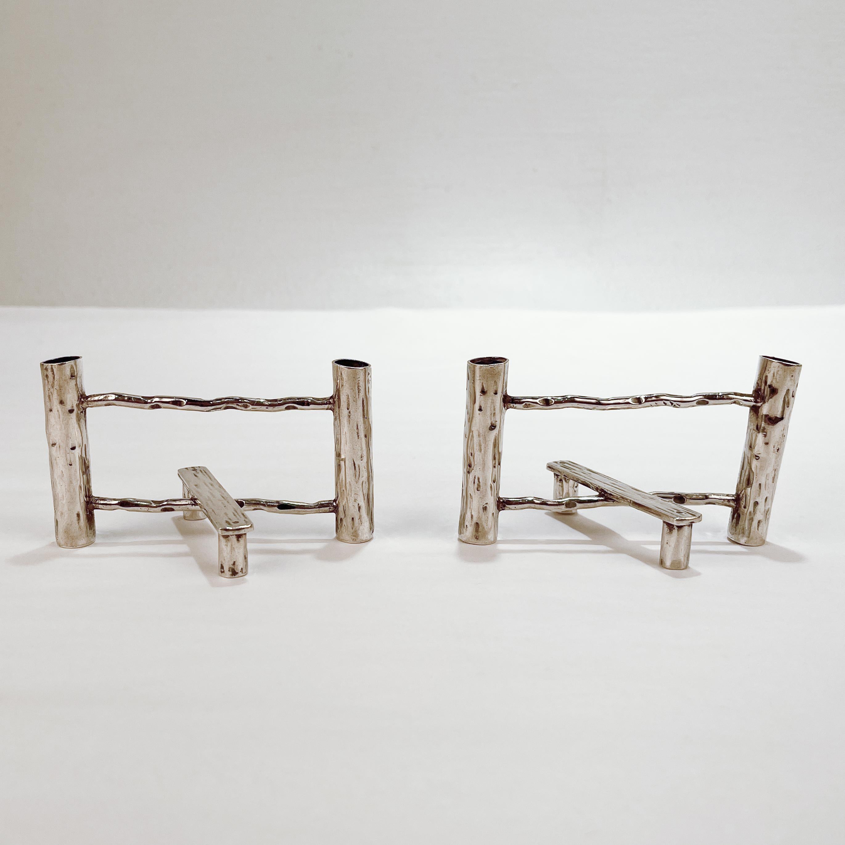 2 English Edwardian Equestrian-Themed Sterling Silver Fence Form ...