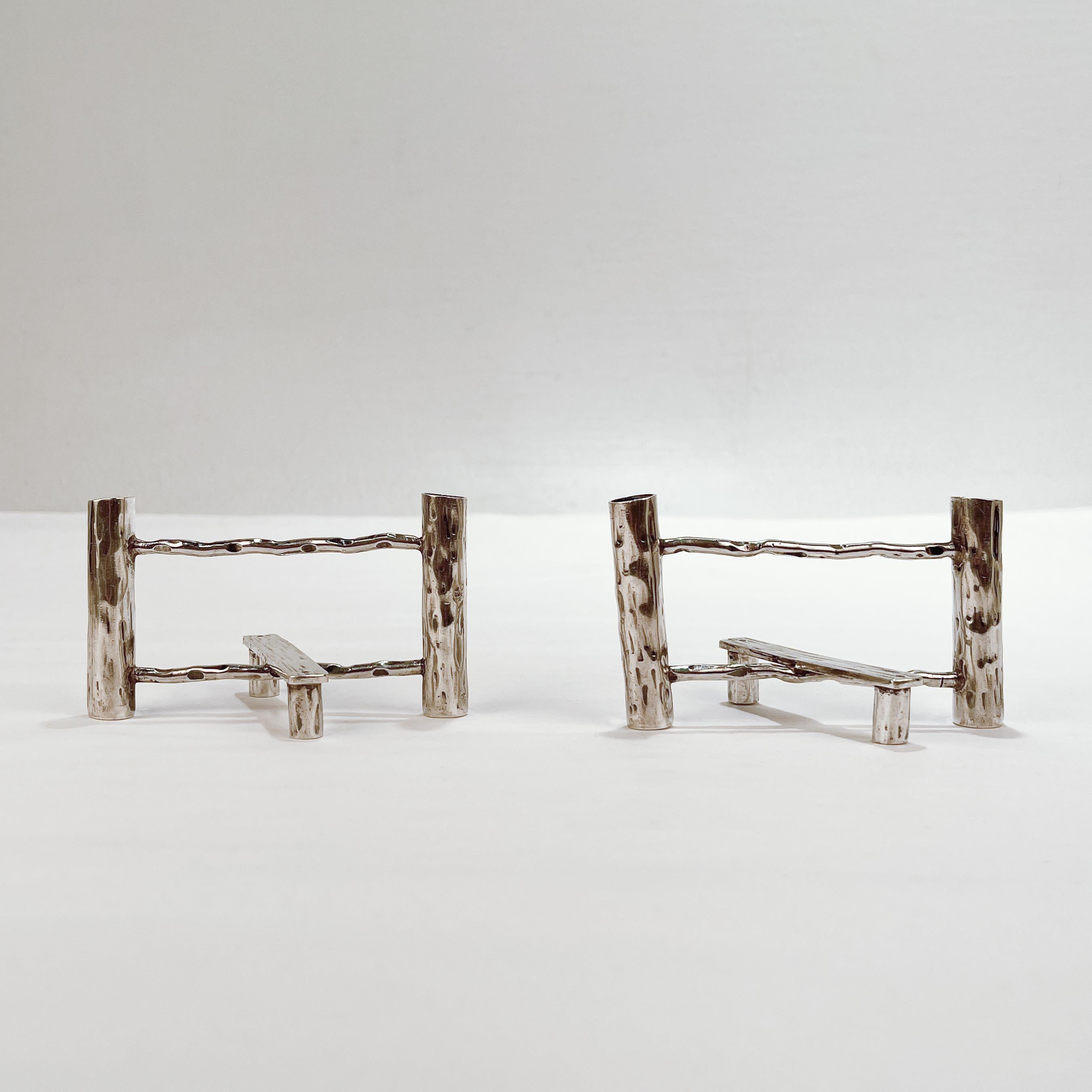 2 English Edwardian Equestrian-Themed Sterling Silver Fence Form ...