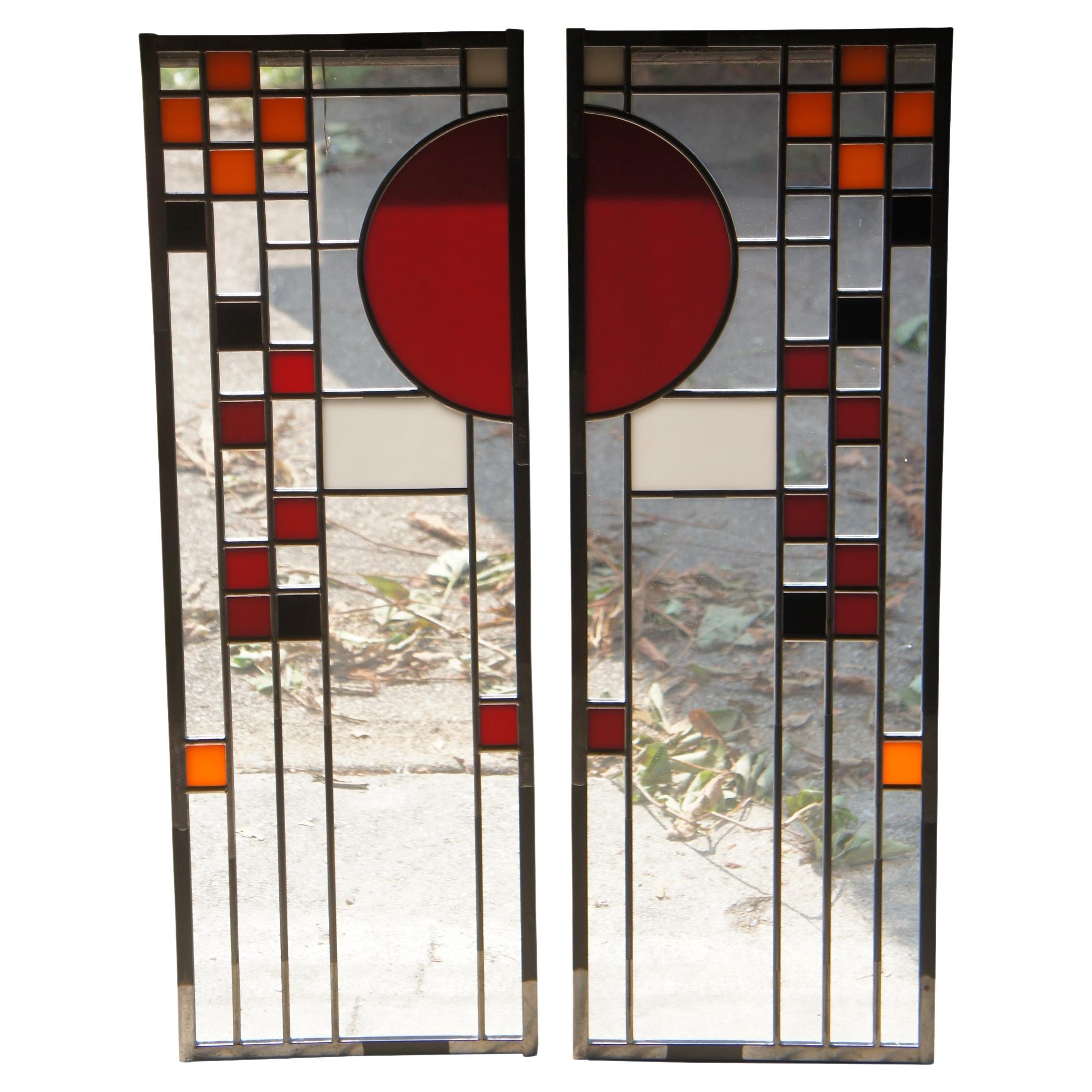 Prairie School Arts and Crafts Stained Glass Window Manner of Frank ...