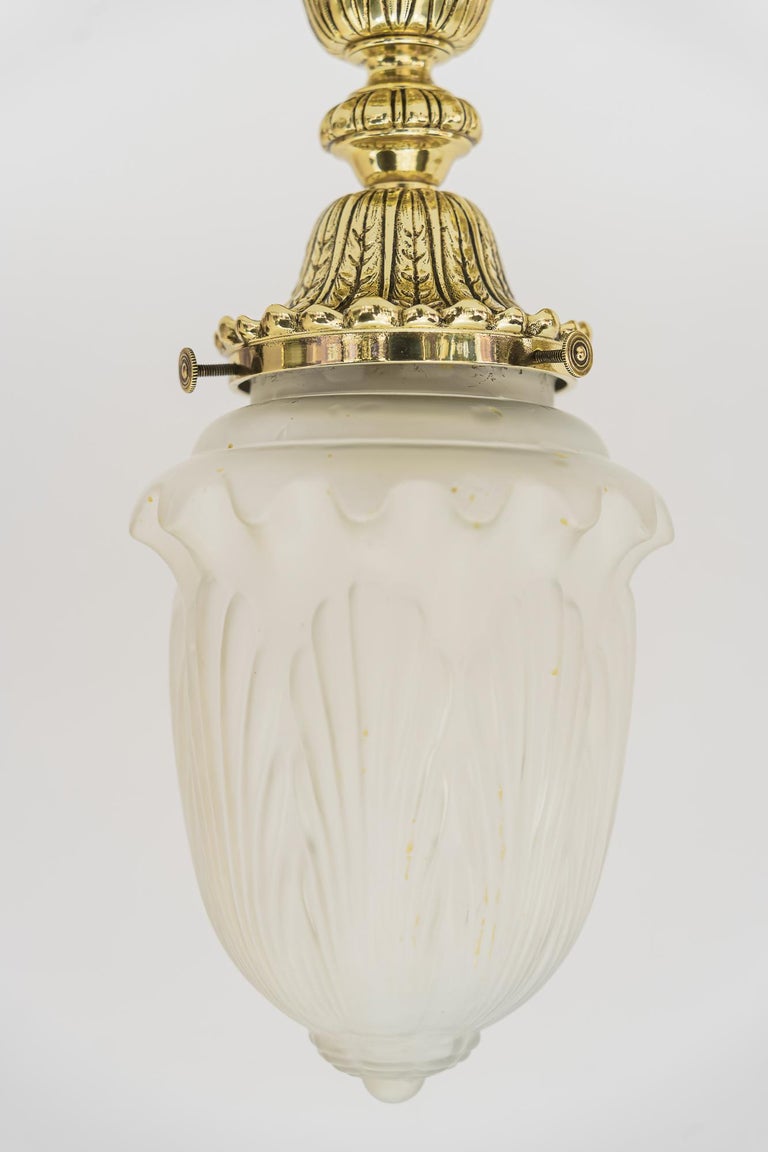 2 Historistic Ceiling Lamps with Original Old Glass Shades Vienna ...